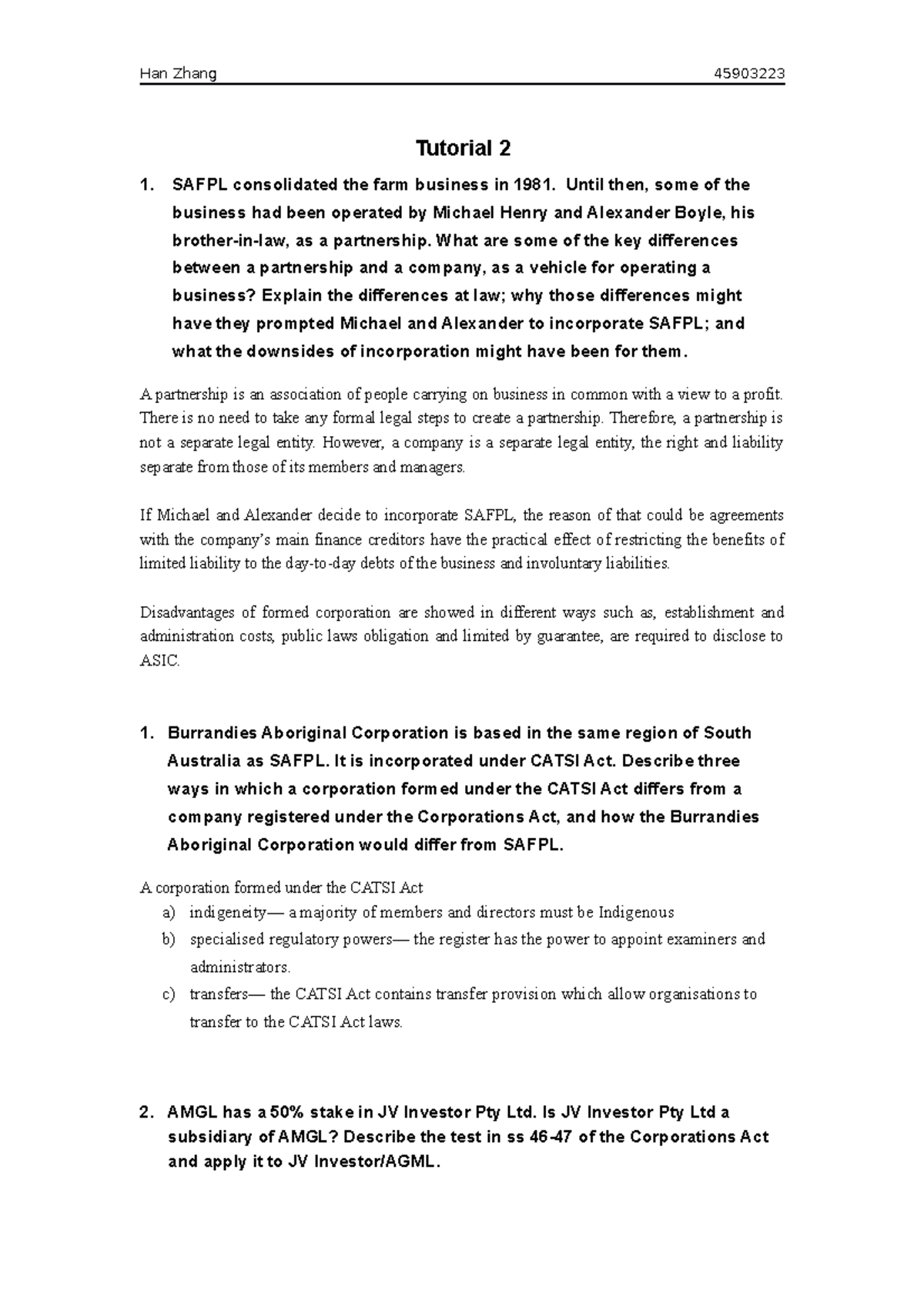 Tutorial 2 - 111111111111111111111111 - Han Zhang Tutorial 2 1. SAFPL ...