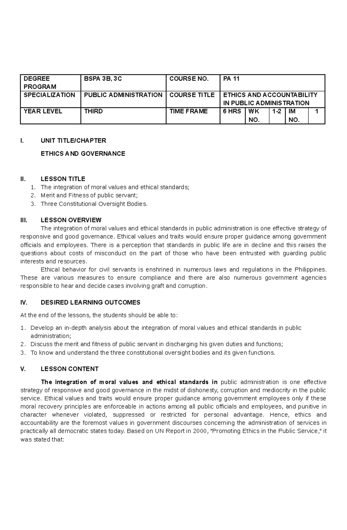 Ethics and Accountability Module 3 - DEGREE PROGRAM BSPA 3B, 3C COURSE ...
