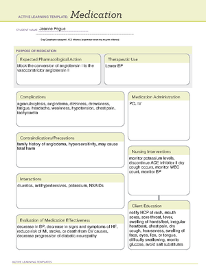 Calcium Carbonate Med Sheet - ACTIVE LEARNING TEMPLATES TherapeuTic ...
