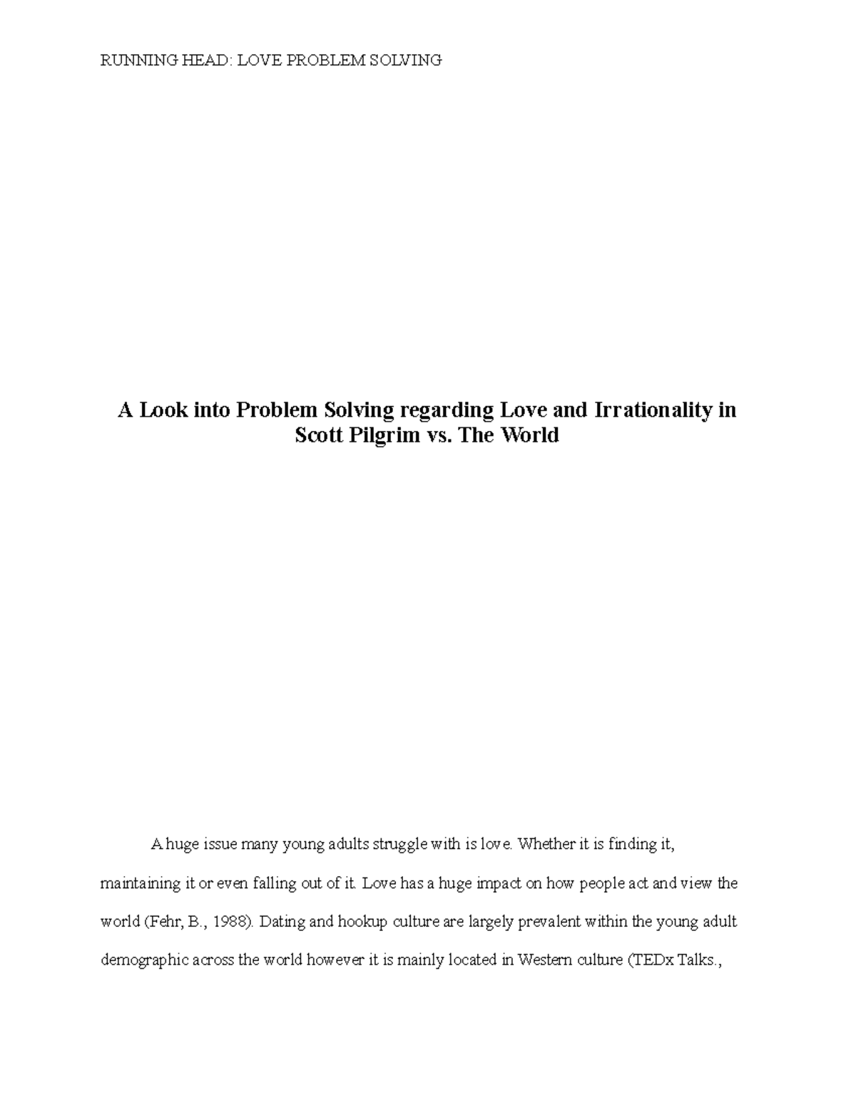 Scott Pilgrim New - Yes - RUNNING HEAD: LOVE PROBLEM SOLVING A Look ...