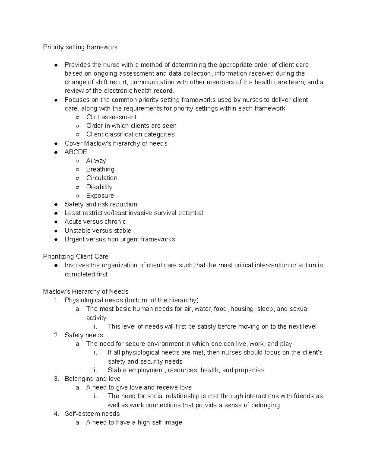 Priority Setting Nursing Priorities And Nursing Process Priority Setting Framework Provides