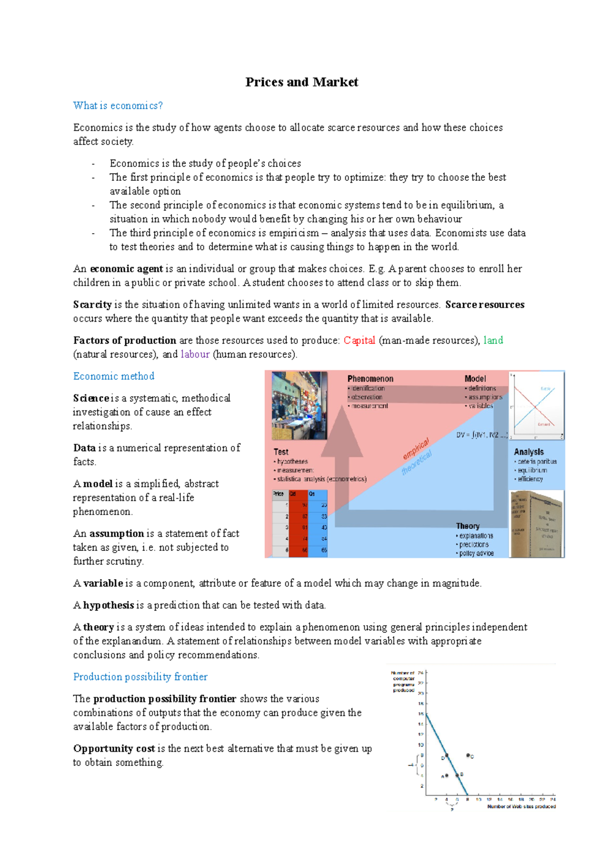 Prices and Market Notes - Prices and Market What is economics ...