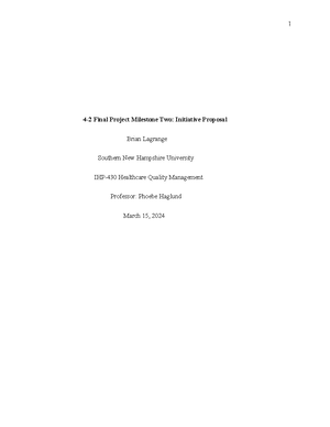 Brian Lagrange 5-1 Final Project Milestone Two - Healthcare ...