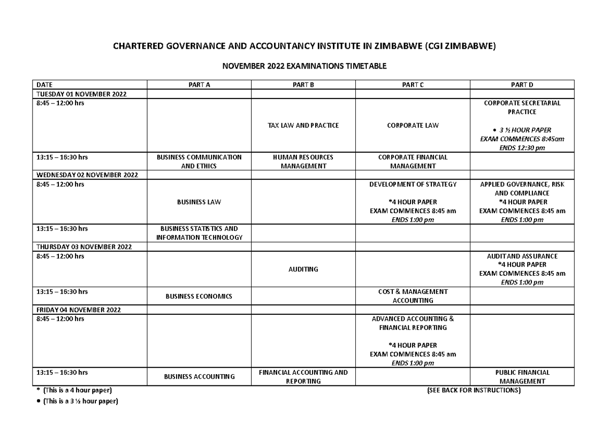 2022 Nov CGI Exam Timetable - CHARTERED GOVERNANCE AND ACCOUNTANCY ...