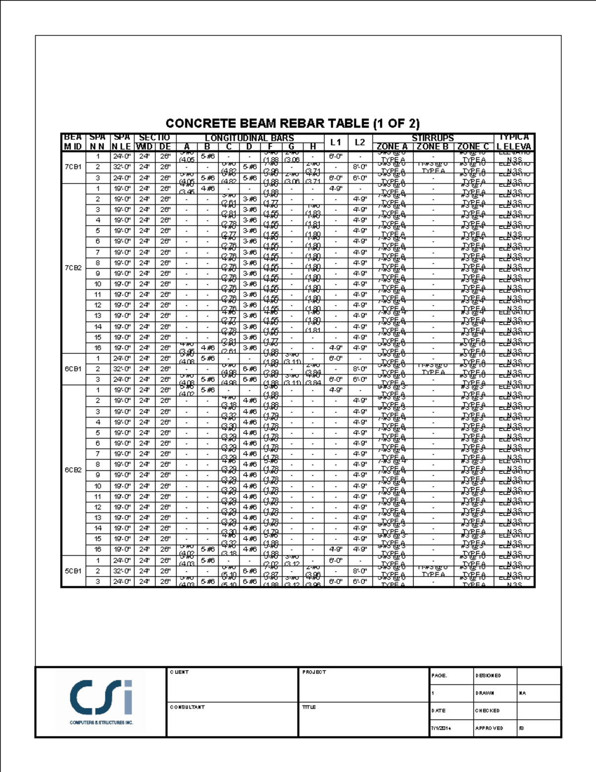BEAM Rebar - Beam and column layouts - CLIENT CONSULTANT PROJECT TITLE ...