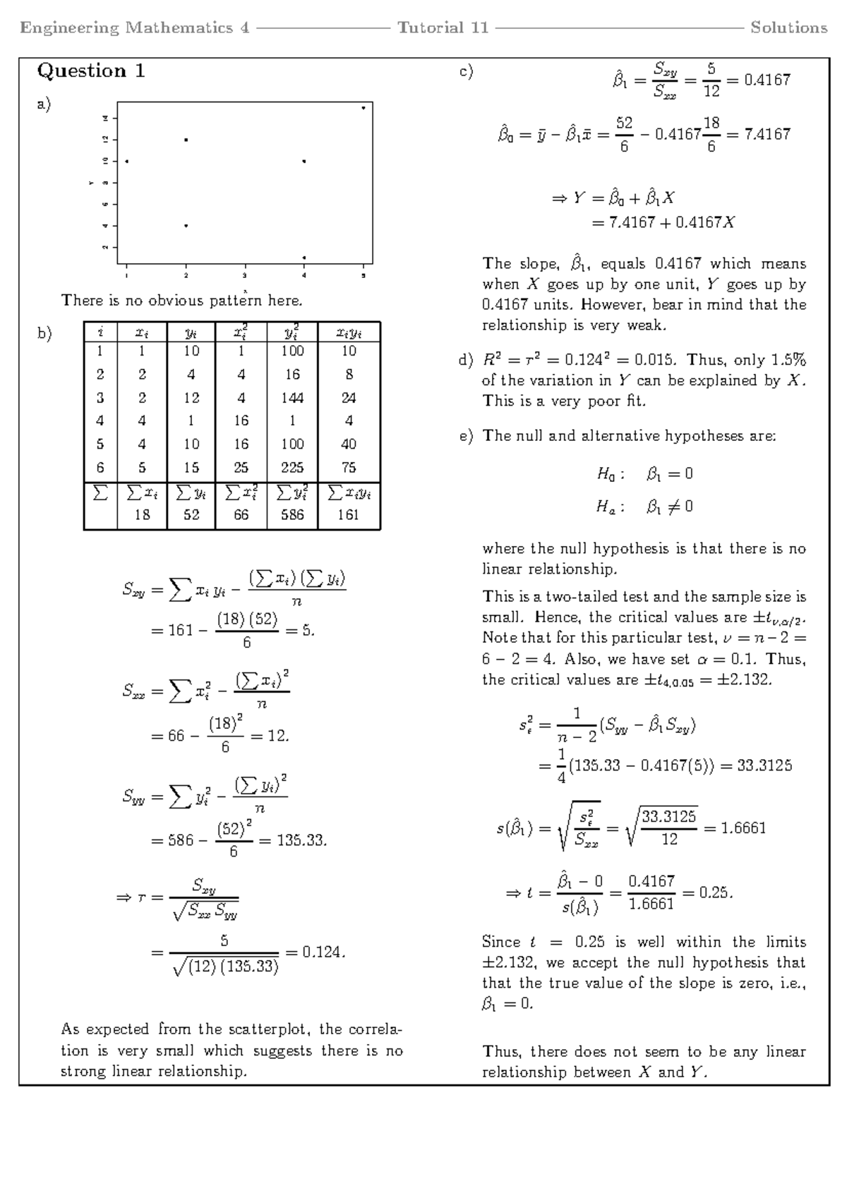 Tutorial 11+Solutions - Engineering Mathematics 4 ——————— Tutorial 11 ...