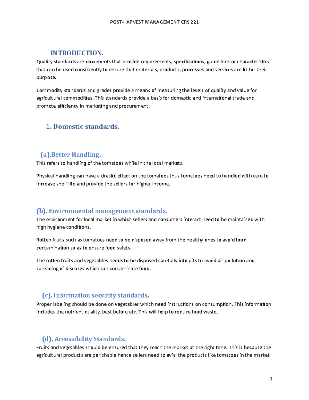 Quality standards - INTRODUCTION. Quality standards are documents that ...