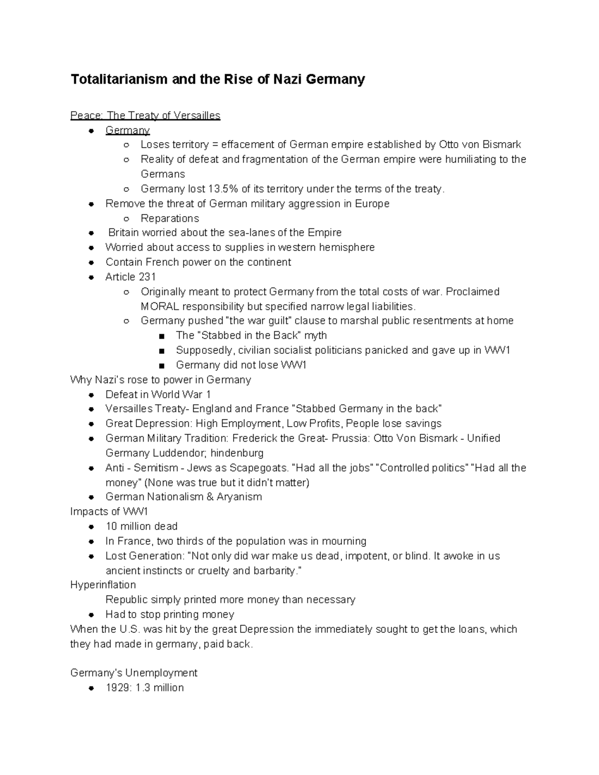 Totalitarianism and the Rise of Nazi Germany - Remove the threat of ...