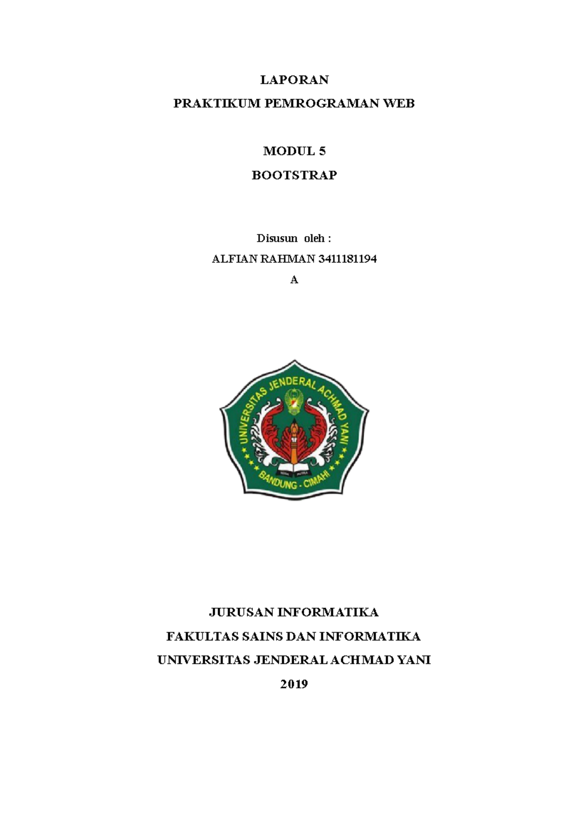 Pemrograman WEB 3411181194 Alfian Rahman Modul 5 - PRAKTIKUM PEMROGRAMAN WEBLAPORAN ...