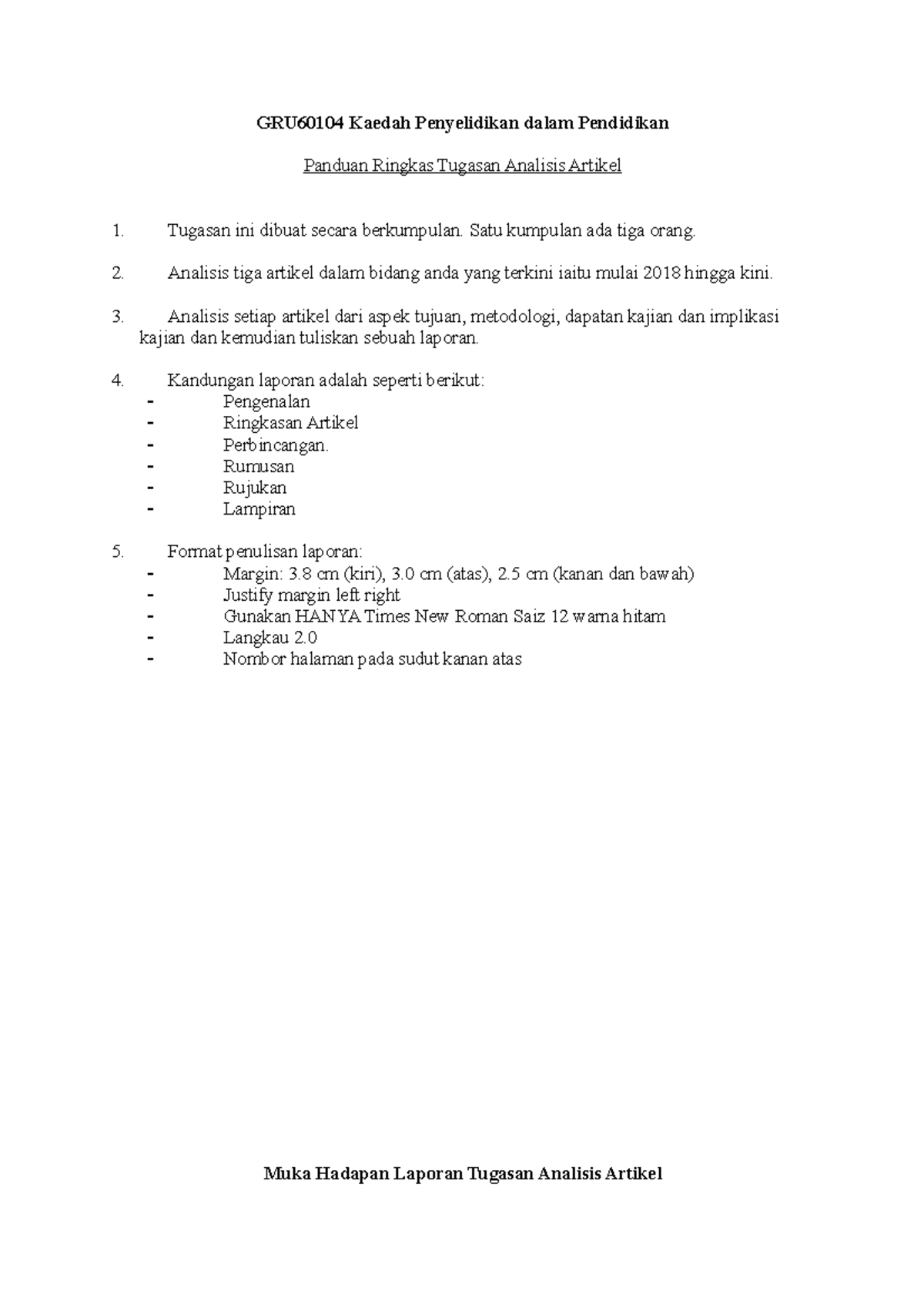 Panduan Ringkas Tugasan Analisis Artikel - GRU60104 Kaedah Penyelidikan ...