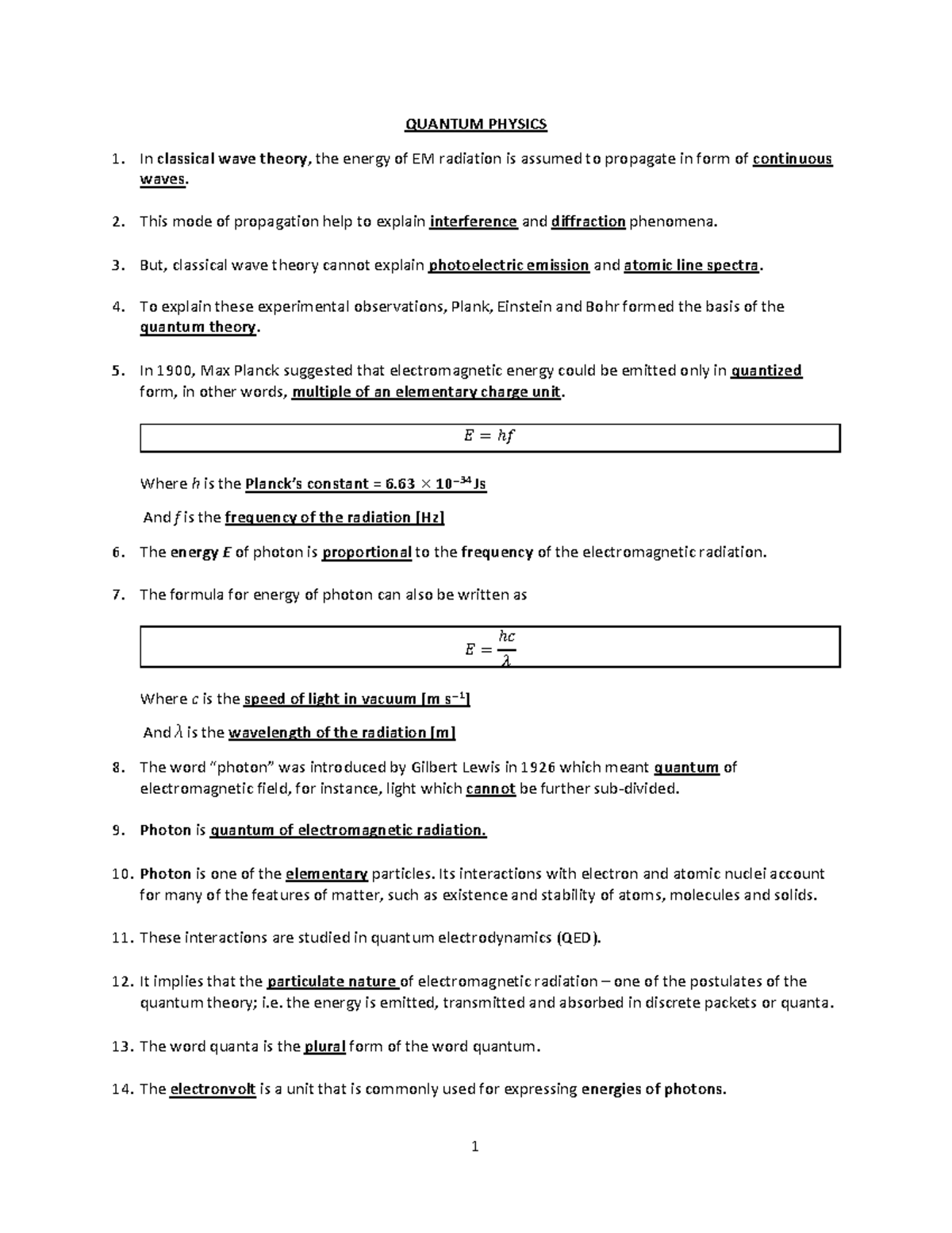 Chapter 22 Quantum Physics - QUANTUM PHYSICS In classical wave theory ...