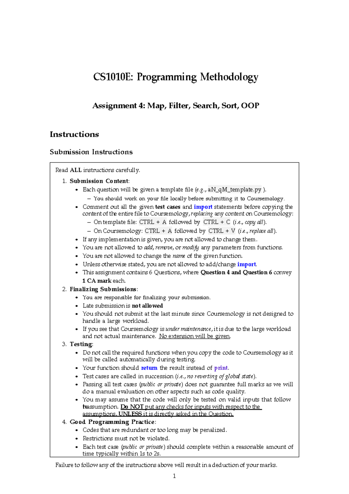 Mock Papers for CS1010E - CS1010E: Programming Methodology Assignment 4: Map, Filter, Search ...