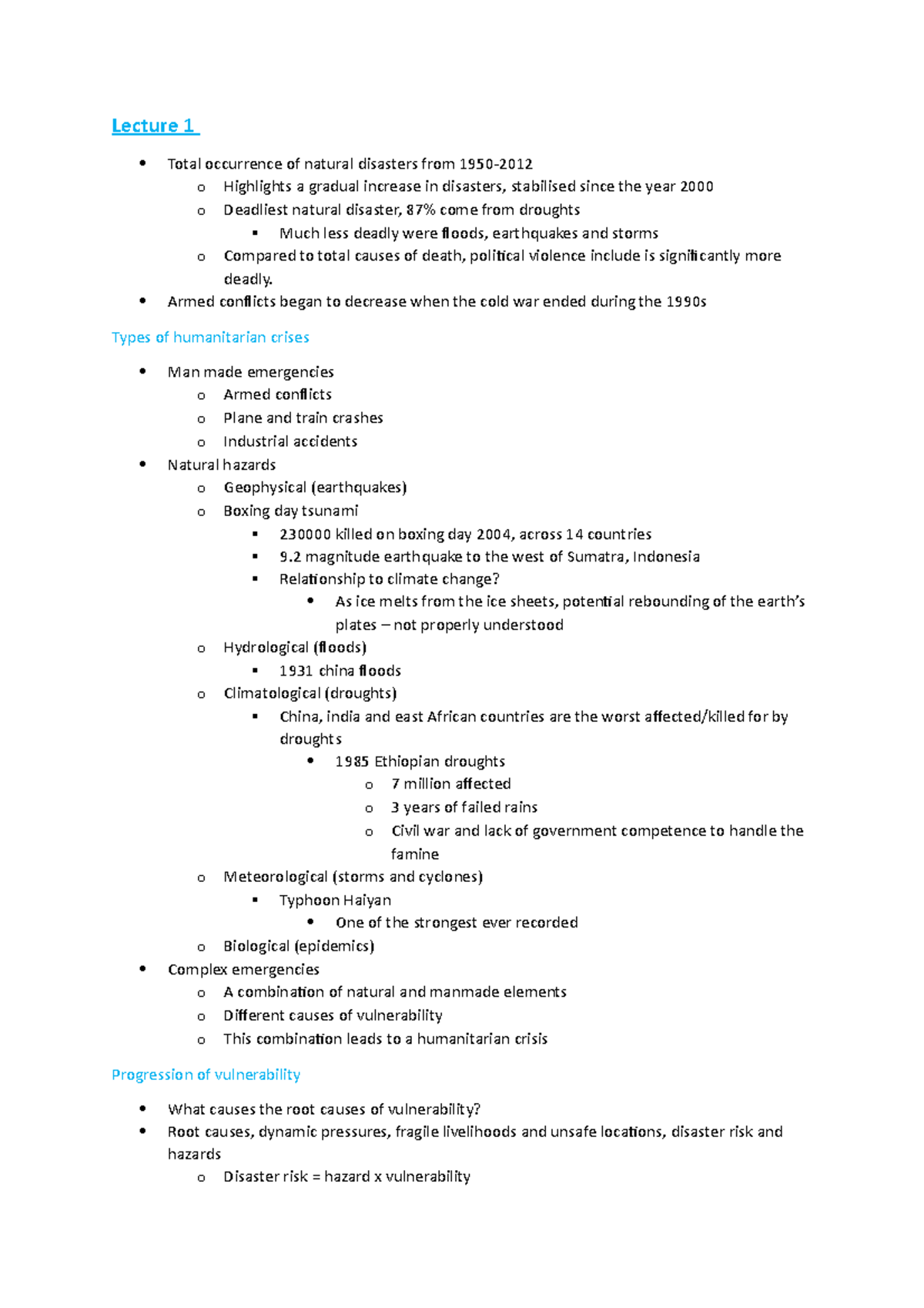 Introduction Lecture Notes 1 Lecture 1 Total Occurrence Of Natural Disasters From 1950 O