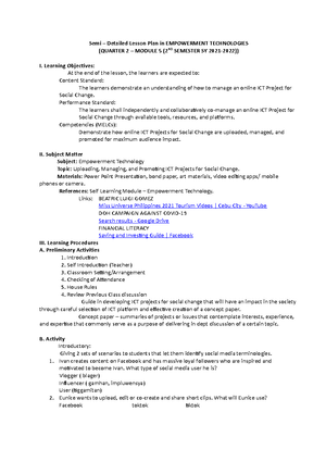 Lesson Plan - Lesson Plan Media and Information Languages - Genre ...