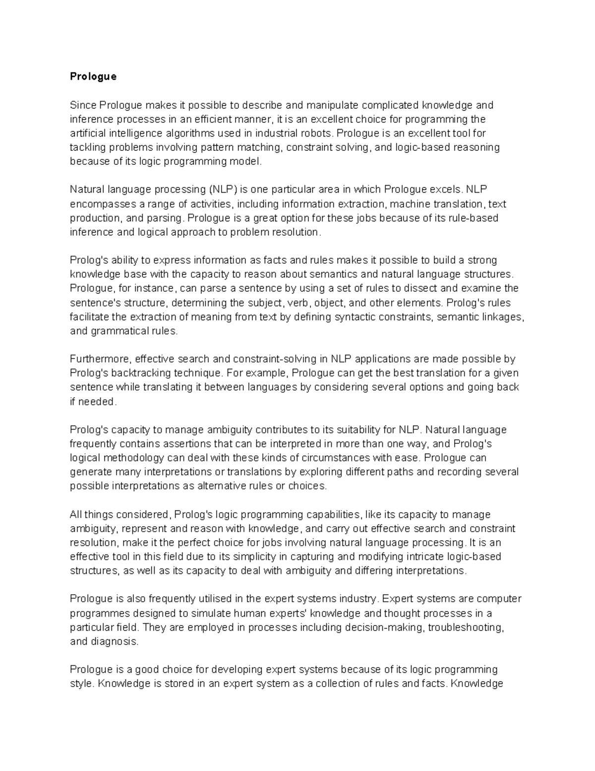 Comparative Programming Language Discussion 8 - Prologue Since Prologue ...