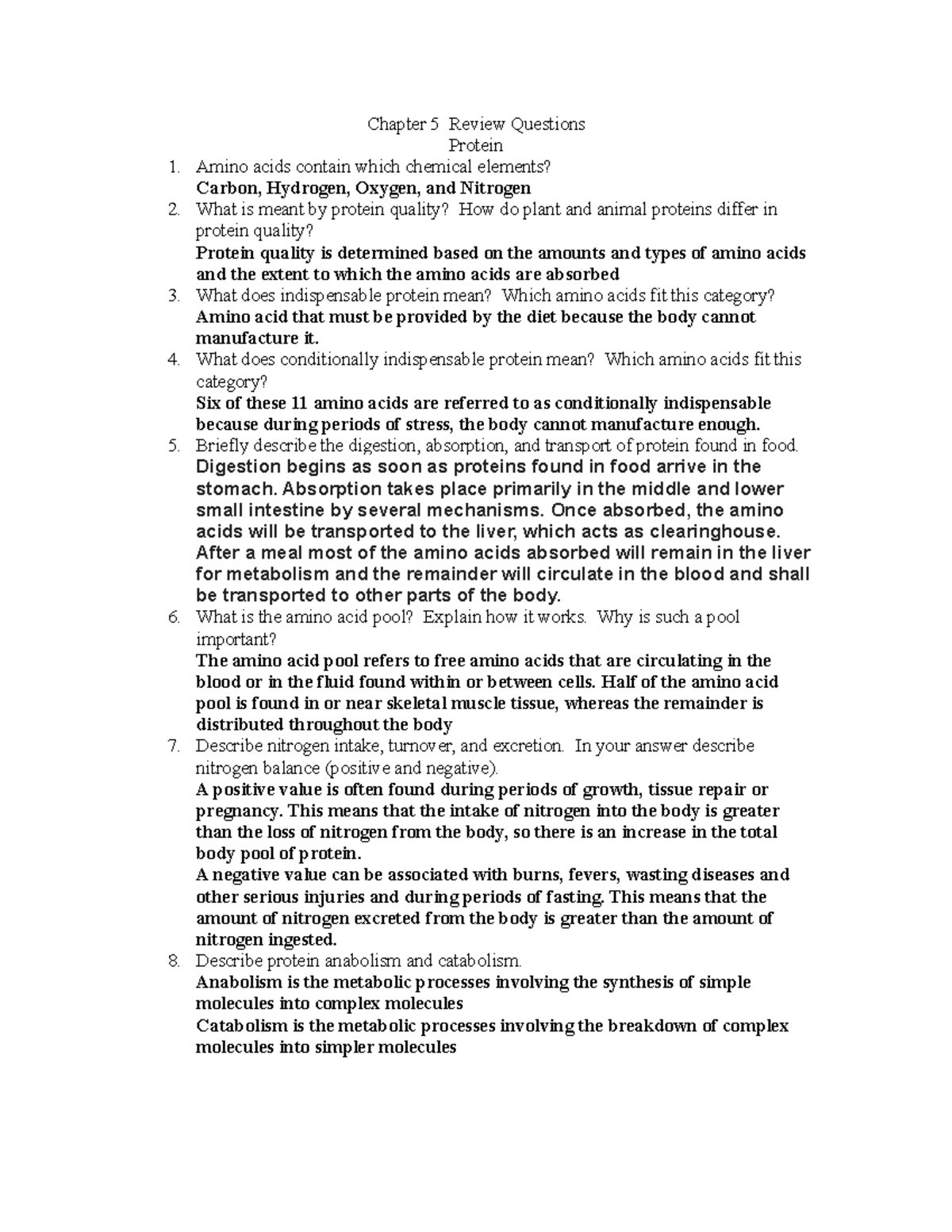 Chapter 5 Review Questions (1)-1 - Chapter 5 Review Questions Protein ...