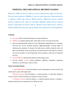 Models of ob - Organisational Behaviour - Studocu