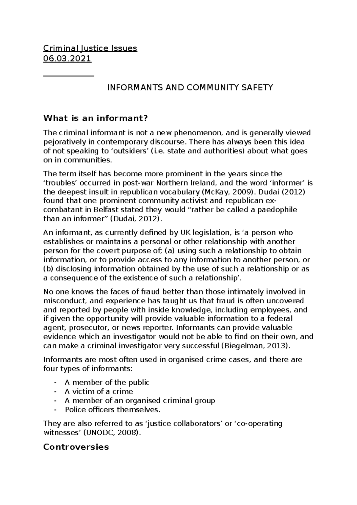 Informants and Community Safety - Criminal Justice Issues 06 ...