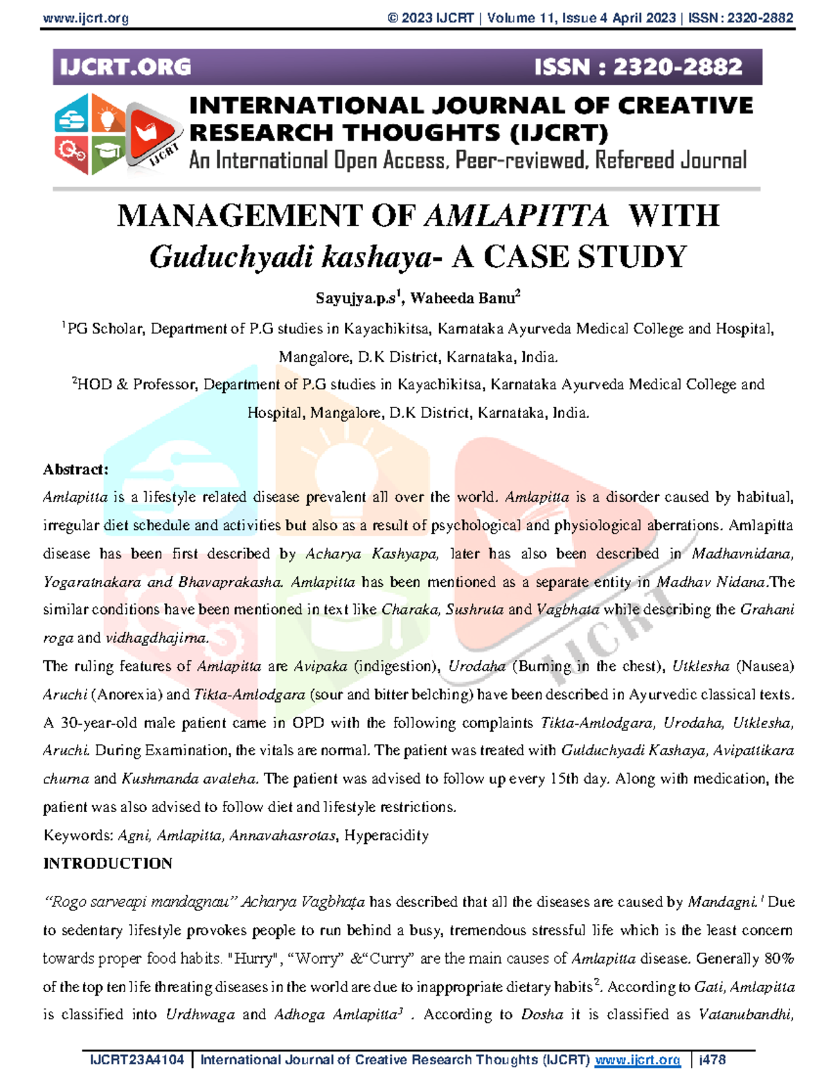 Management OF Amlapitta WITH Guduchyadi kashaya- A CASE Study - MANAGEMENT OF AMLAPITTA WITH ...