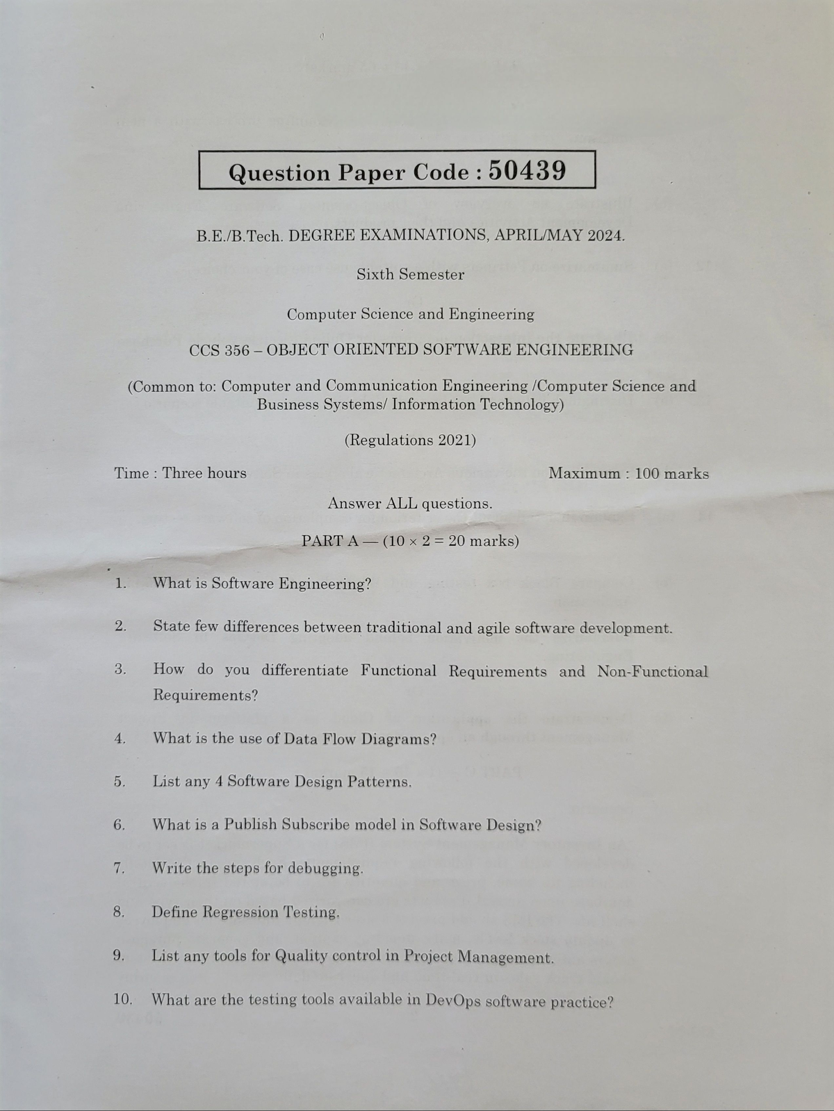 OOSE AU Question Paper - sjsj - Coordination Chemistry - Studocu