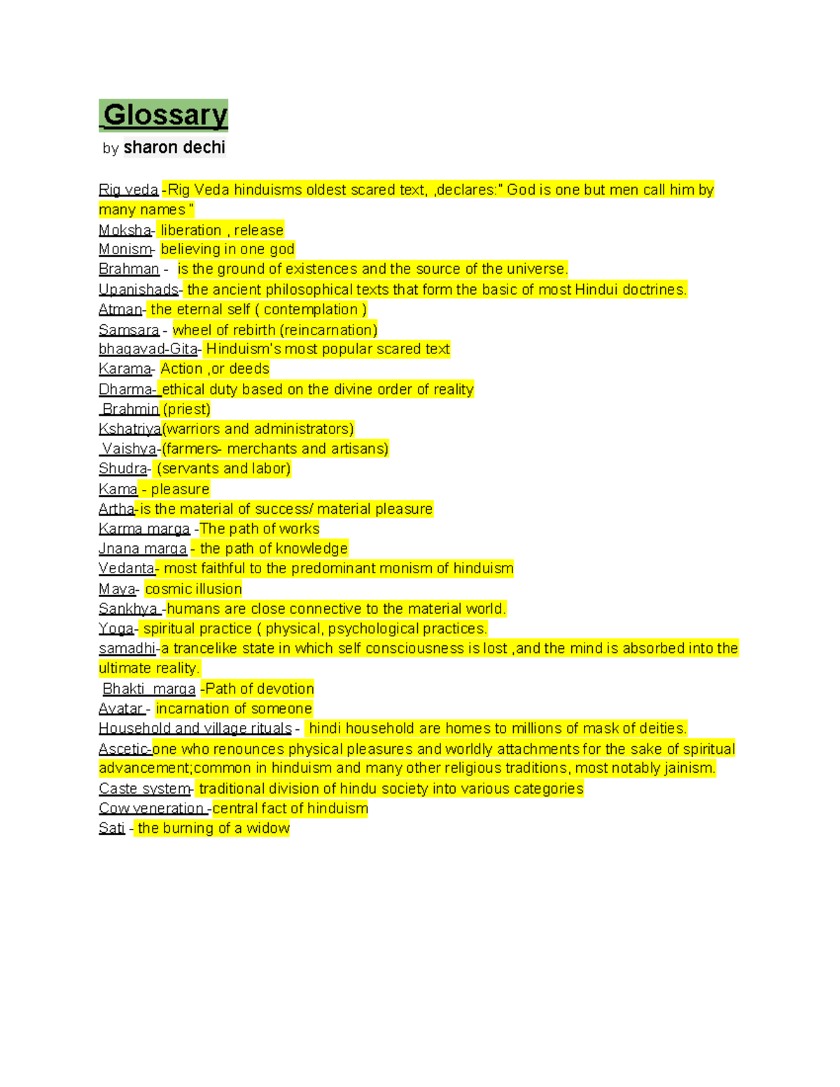 this is a Glossary thy - Glossary by sharon dechi Rig veda -Rig Veda hinduisms oldest scared ...