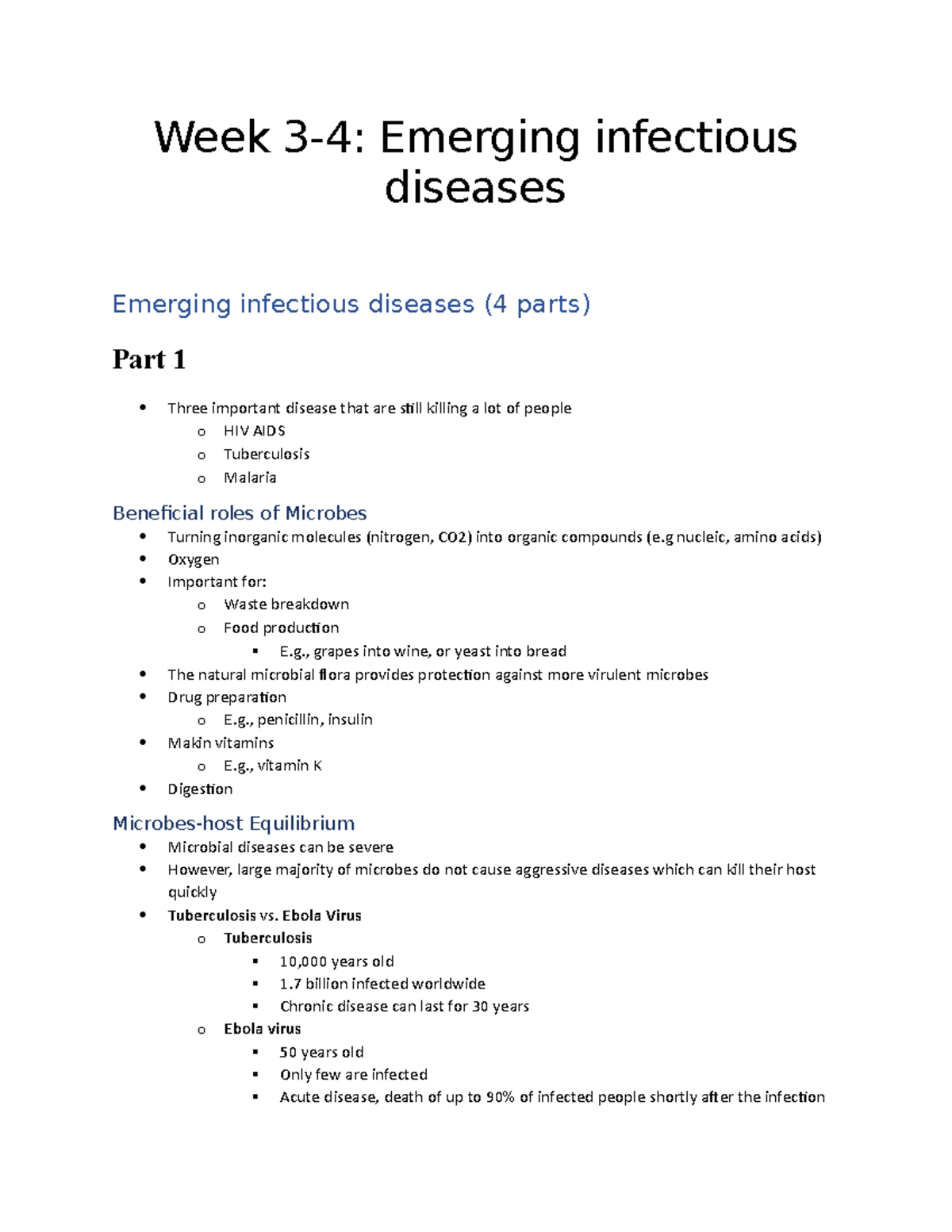 Week 3-4: Emerging infectious diseases lecture notes - Sc/Nats 1670 ...