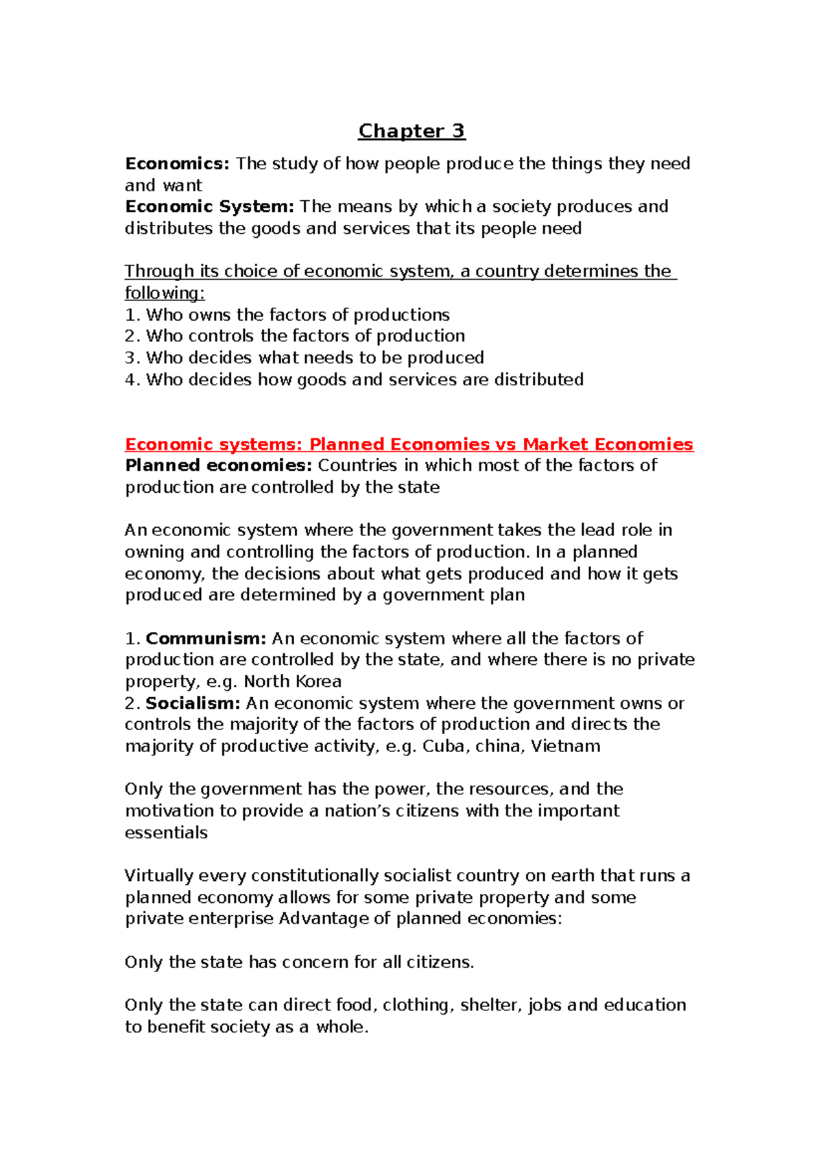 MGTA Chapter 3 - Chapter 3 Economics: The study of how people produce ...