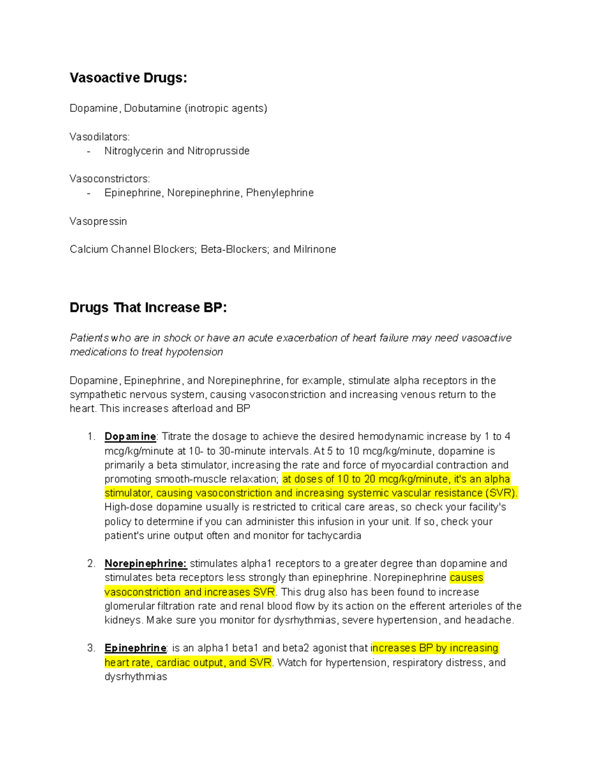 Keeping Your Patient Hemodynamically Stable - Vasoactive Drugs ...