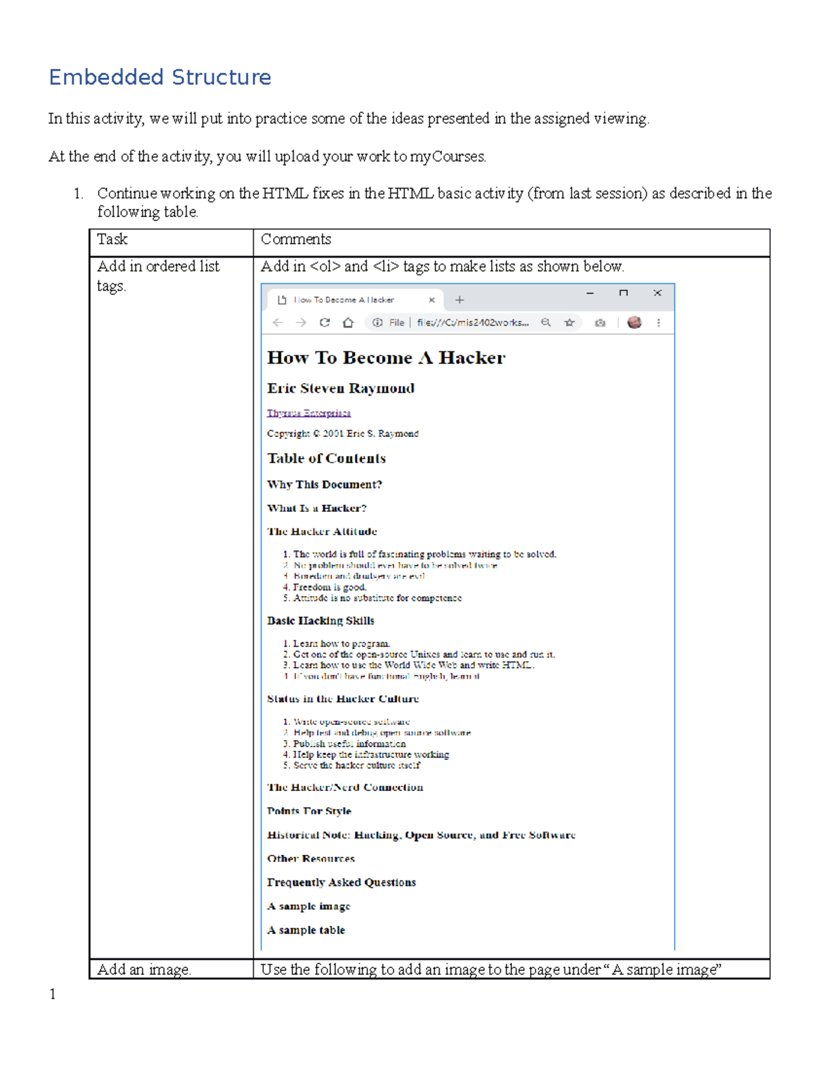 Embedded Structure Activity - Embedded Structure In this activity, we ...
