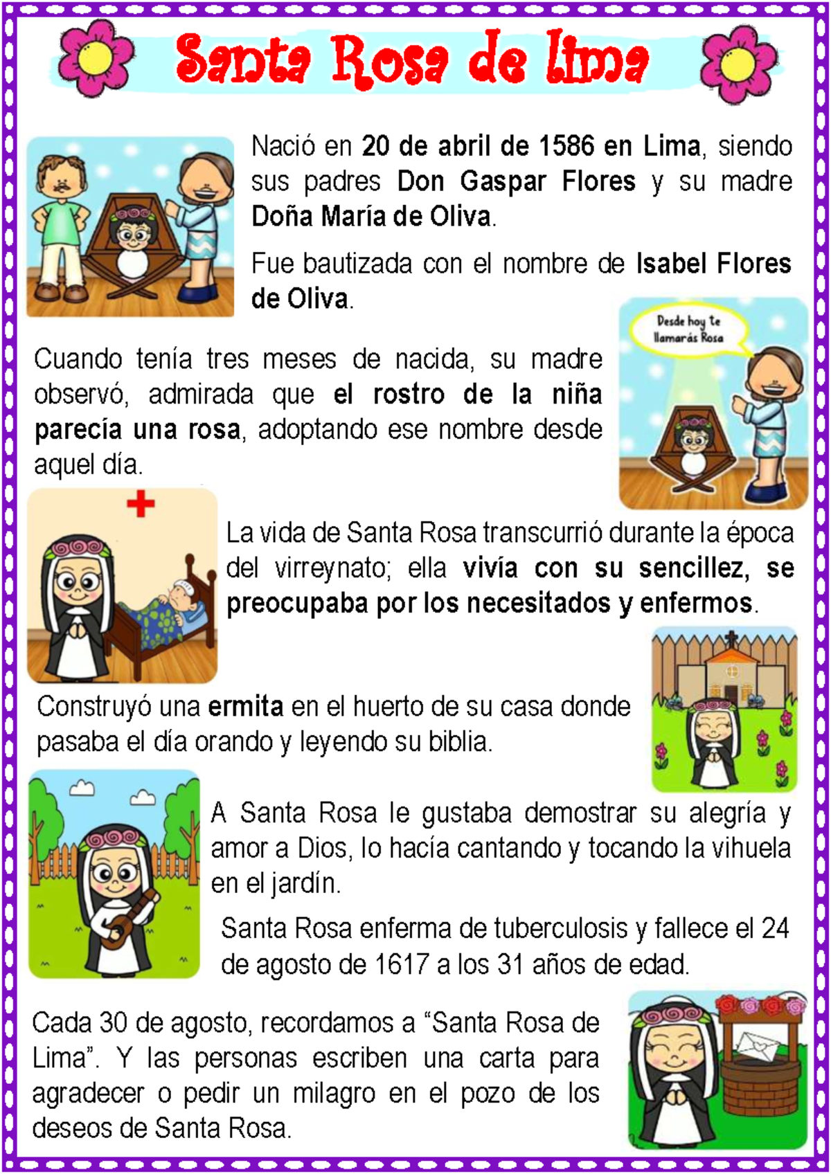 F. SAnta Rosa de Lima - letras 2 - Nació en 20 de abril de 1586 en Lima ...