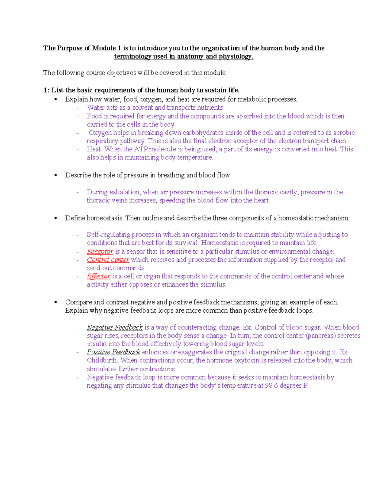 A&P Homework 1 - Klann - The Purpose of Module 1 is to introduce you to ...