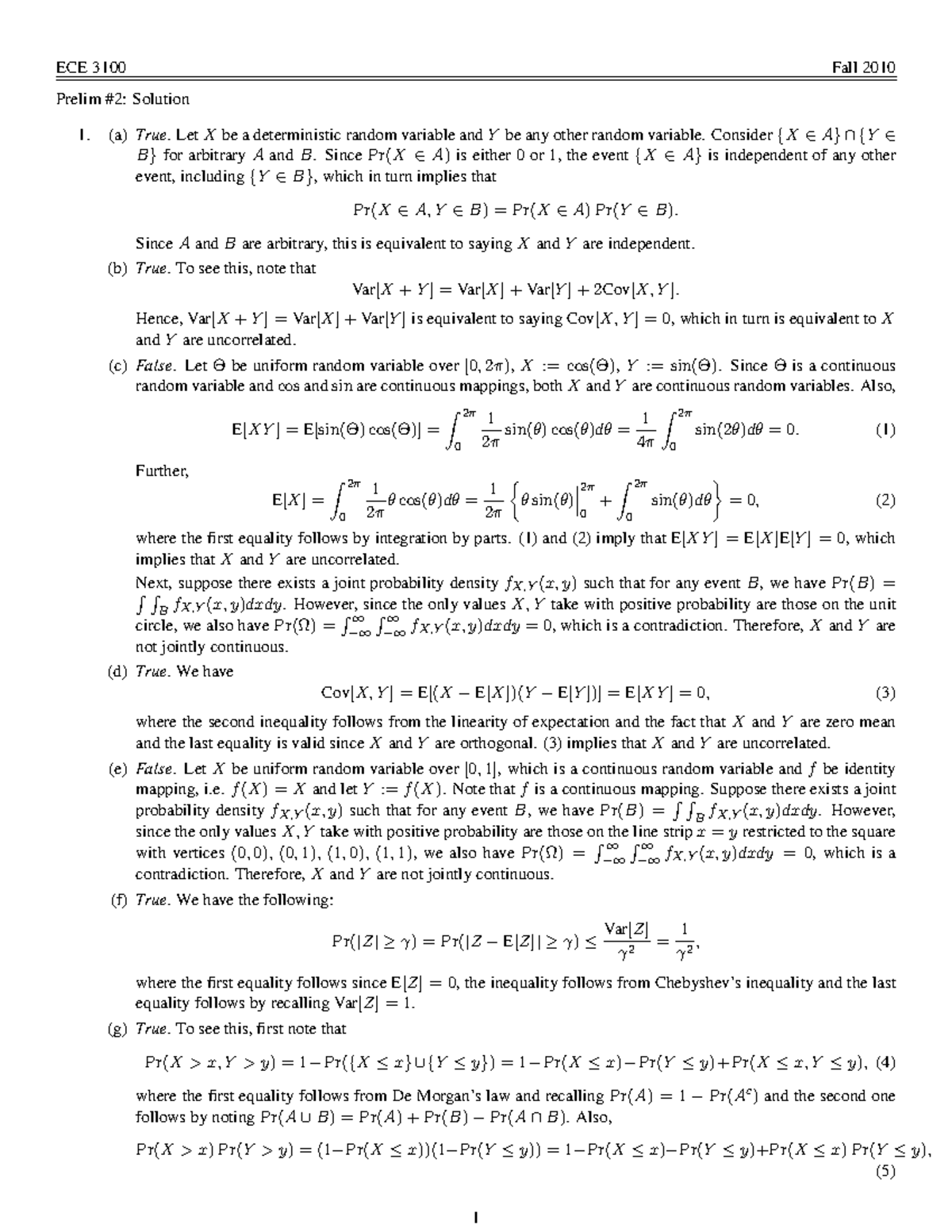 Prelim 2-f10-sol - ECE 3100 Fall 2010 Prelim #2: Solution (a) True. Let ...