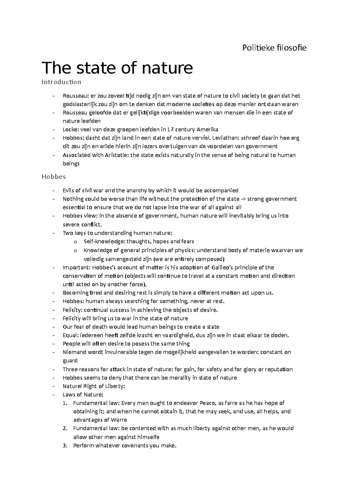 Samenvatting Politieke filosofie - Politieke filosofie The state of ...