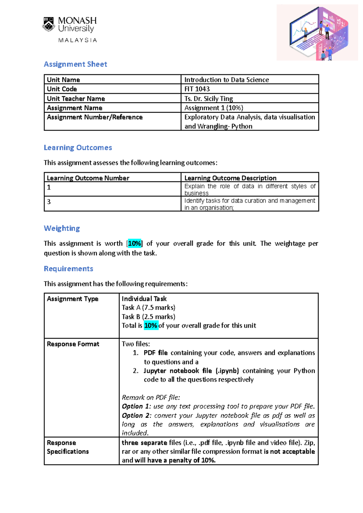 [ FIT1043-Sem 2, 2024] Assignment 1 (10 ) Guideline - Assignment Sheet ...