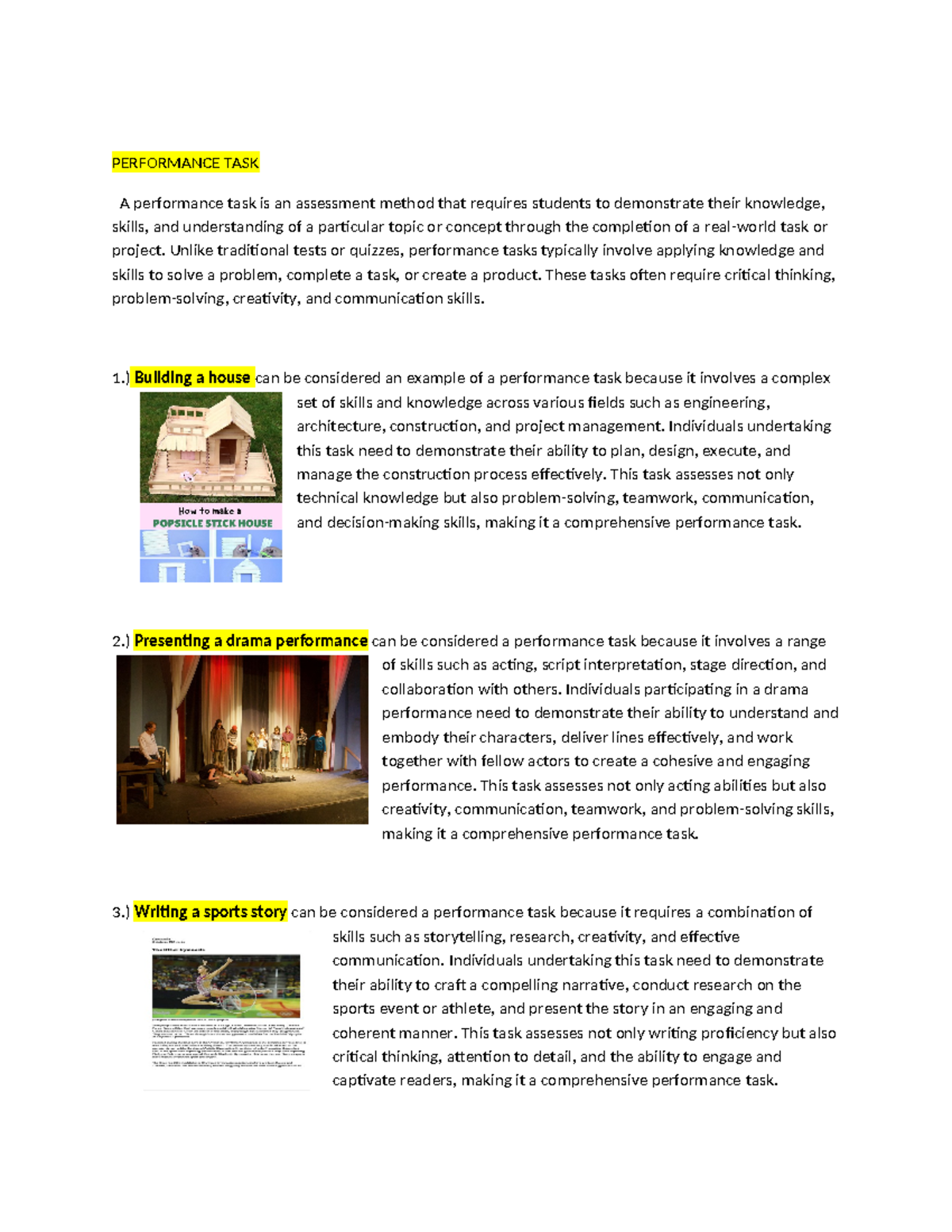 Performance TAS WPS Office - PERFORMANCE TASK A performance task is an ...