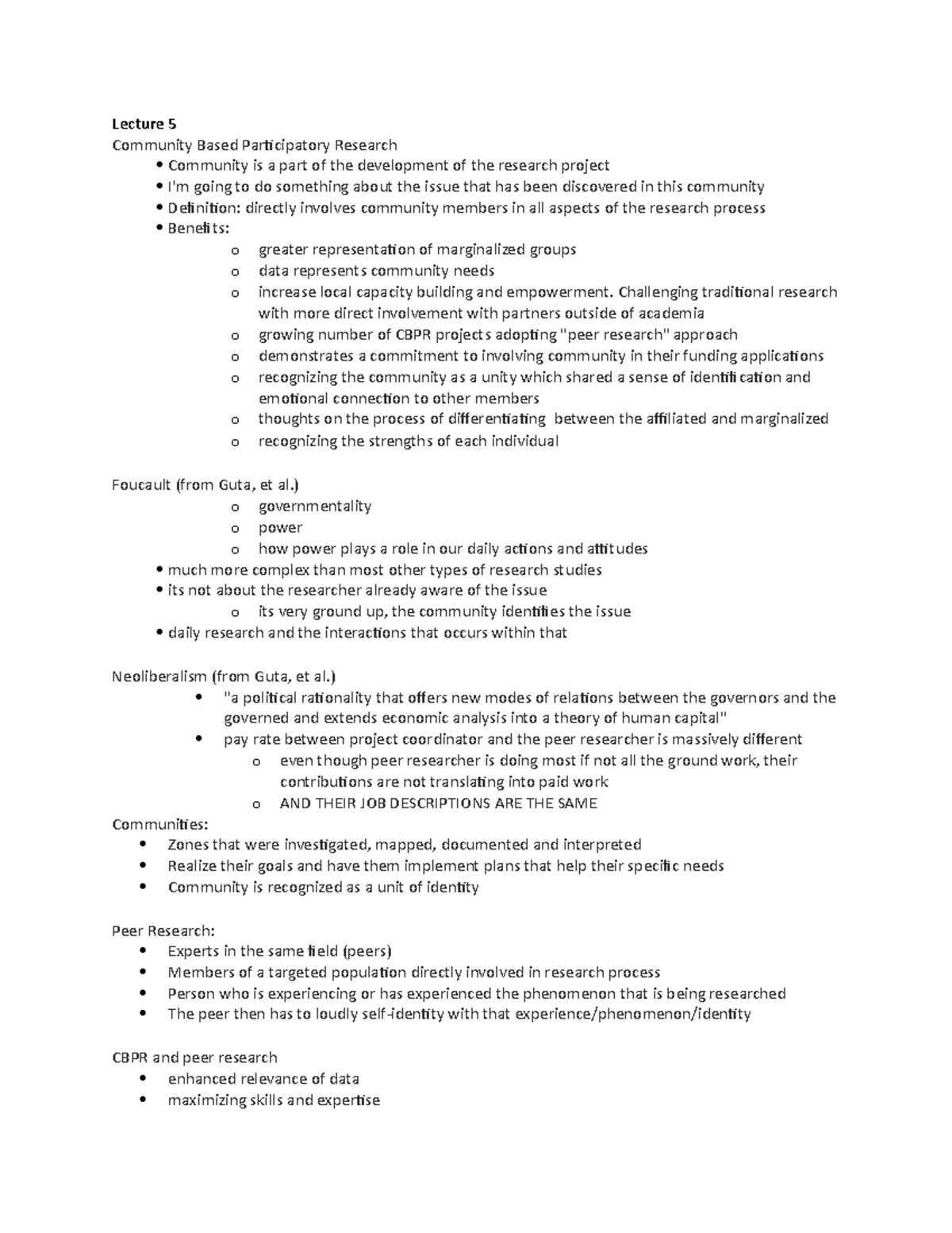 SWP 638 final exam notes - Lecture 5 Community Based Participatory ...