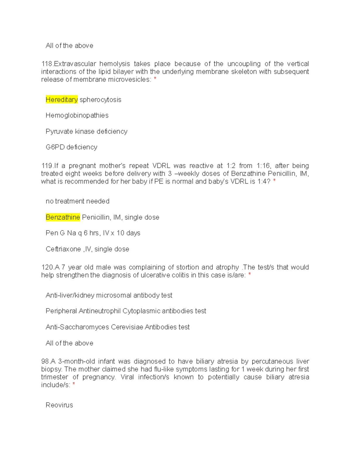 Biology physics exam part 4 - All of the above 118 hemolysis takes ...