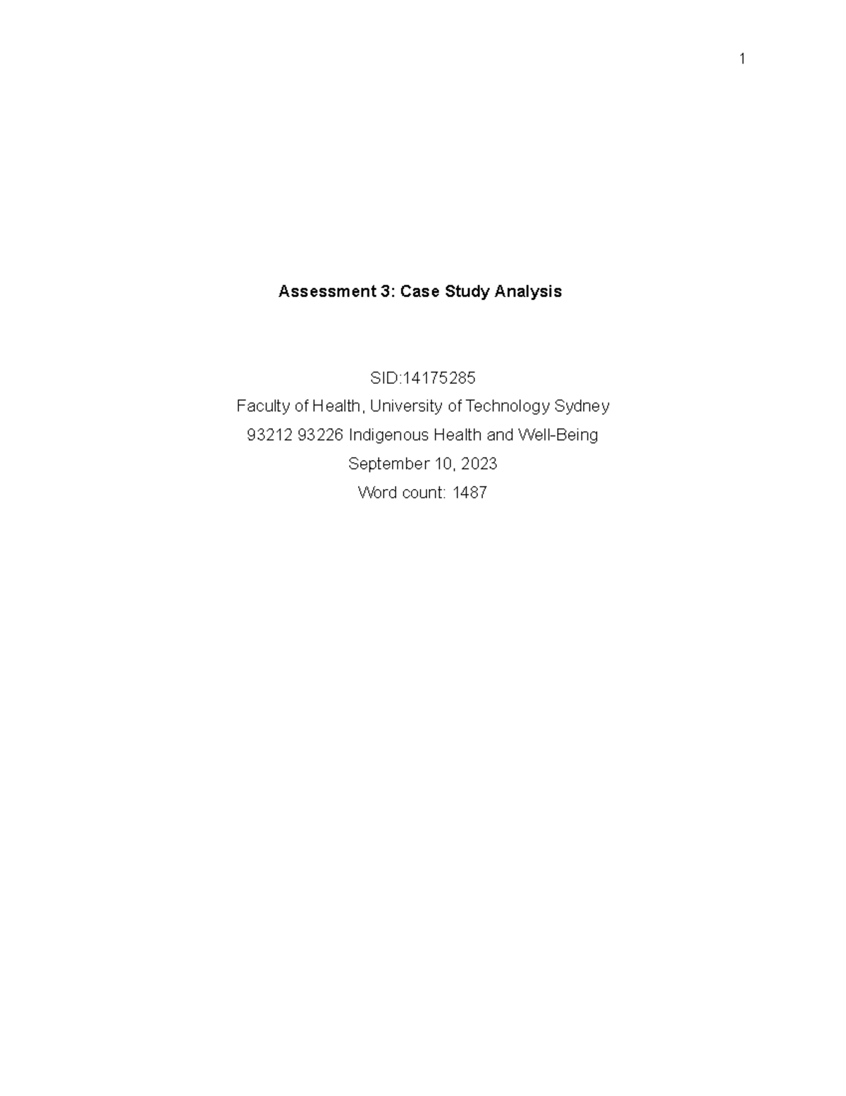 93212 93226 Indigenous Health and Well-Being - Assessment 3: Case Study ...