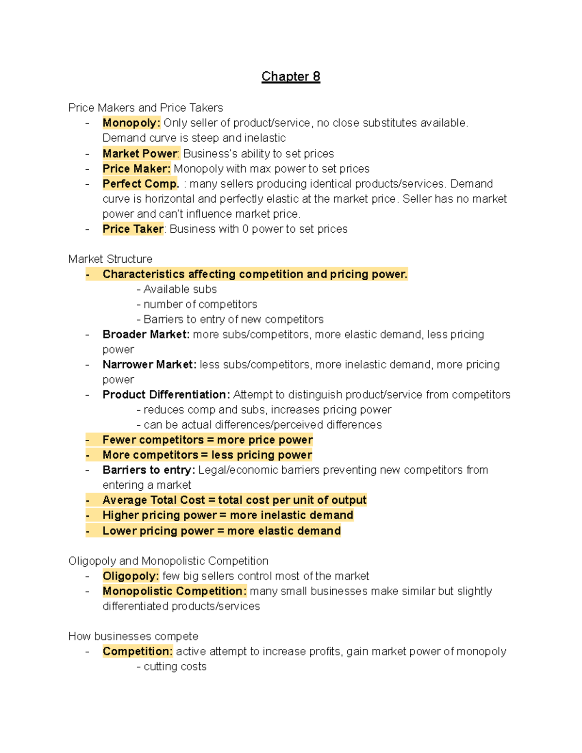 Econ Chap 6 - Econ notes for textbook chapter 8. - Chapter 8 Price ...