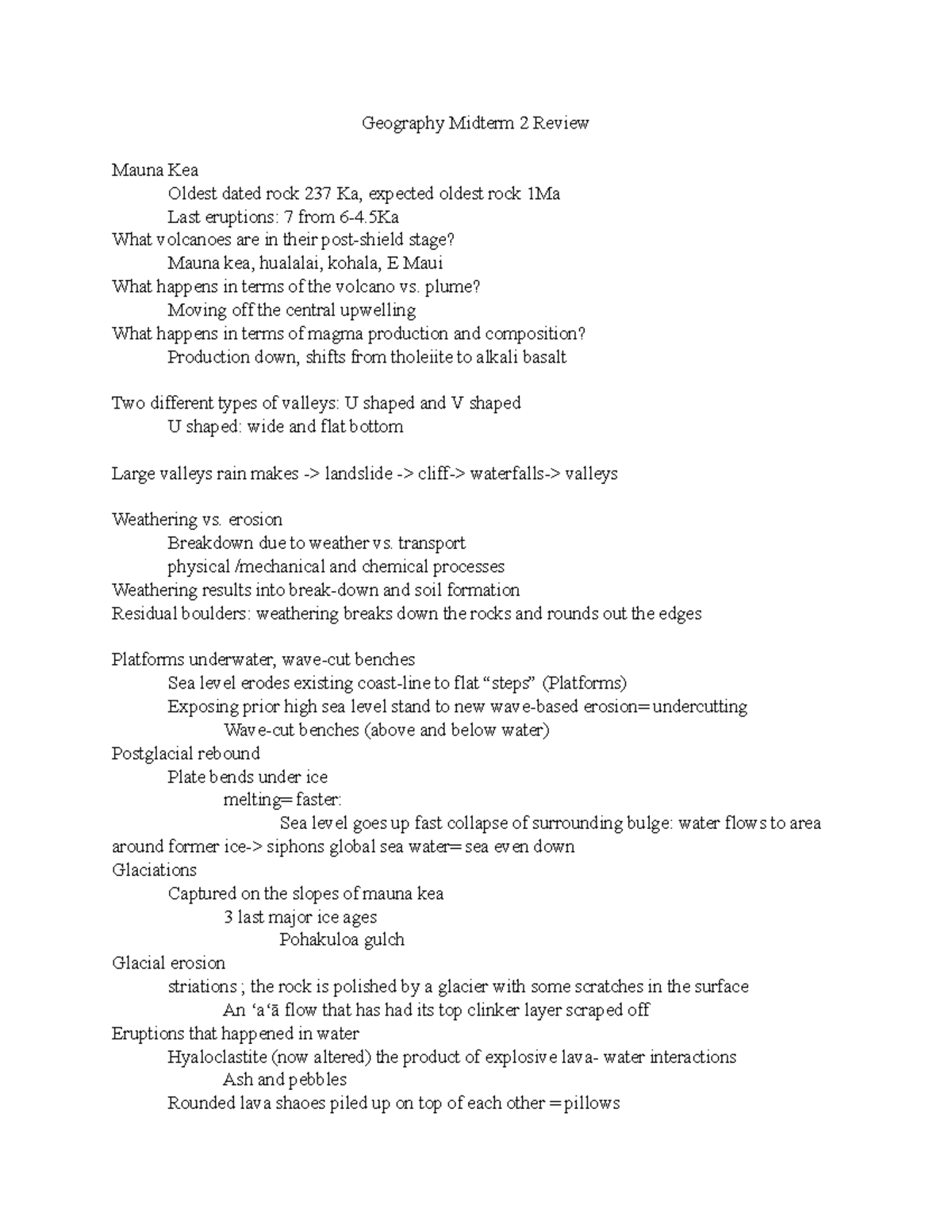 Geography Midterm 2 Review - Geography Midterm 2 Review Mauna Kea ...