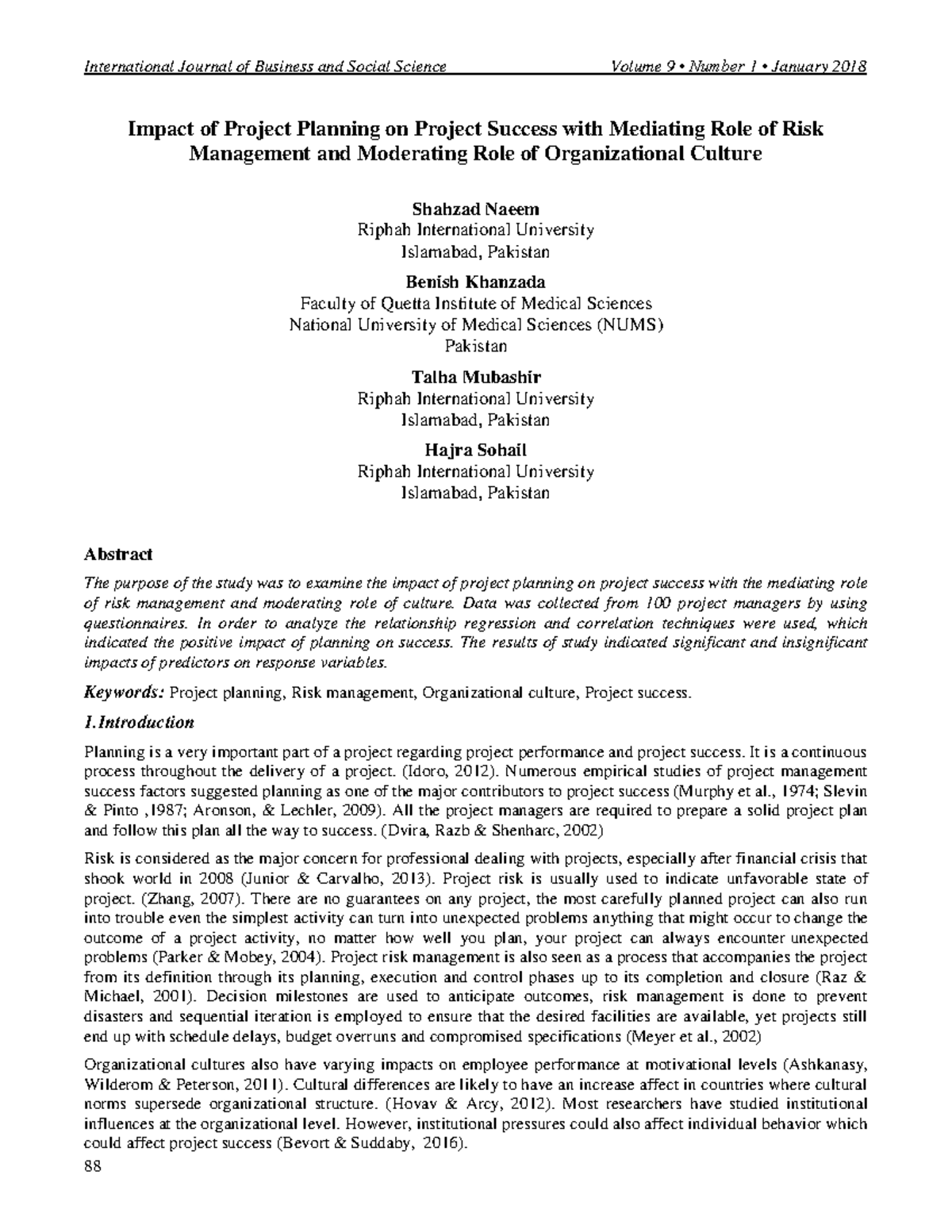 Impact of Project Planning on Project Success with Mediating Role of ...