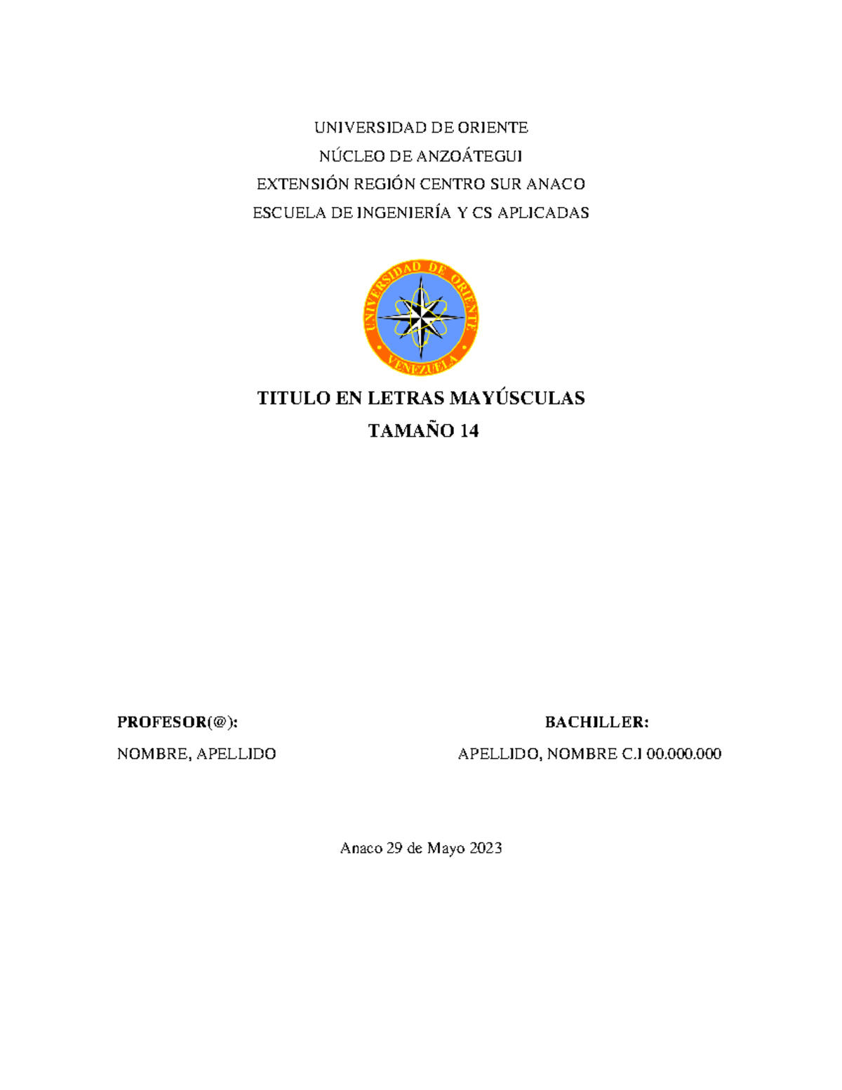 Portada UDO - UNIVERSIDAD DE ORIENTE NÚCLEO DE ANZOÁTEGUI EXTENSIÓN ...