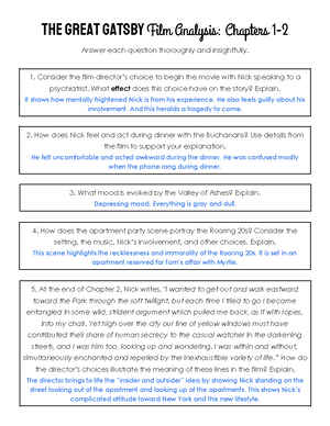 Gatsby Ch. 3 Fitzgerald's Purpose - THE GREAT GATSBY Chapter 3 ...