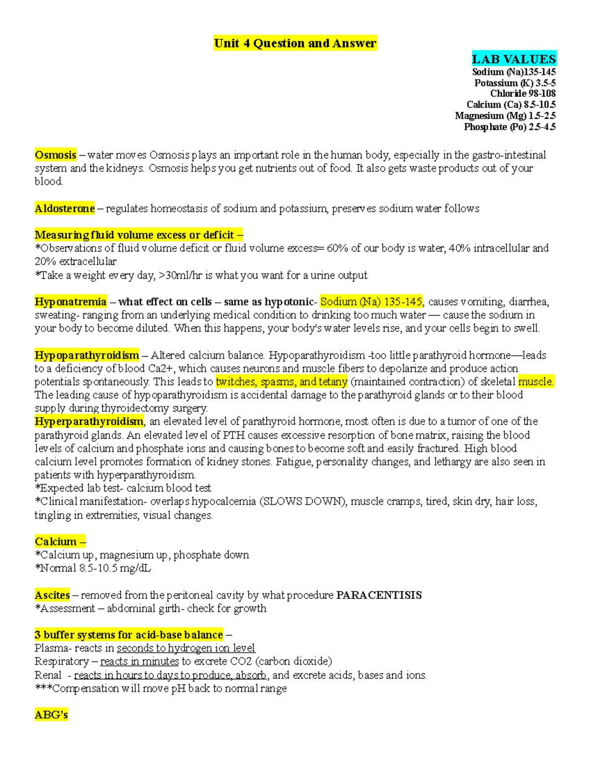 Unit 4 topics- Maura - This was a study guide for pathophysiology for ...