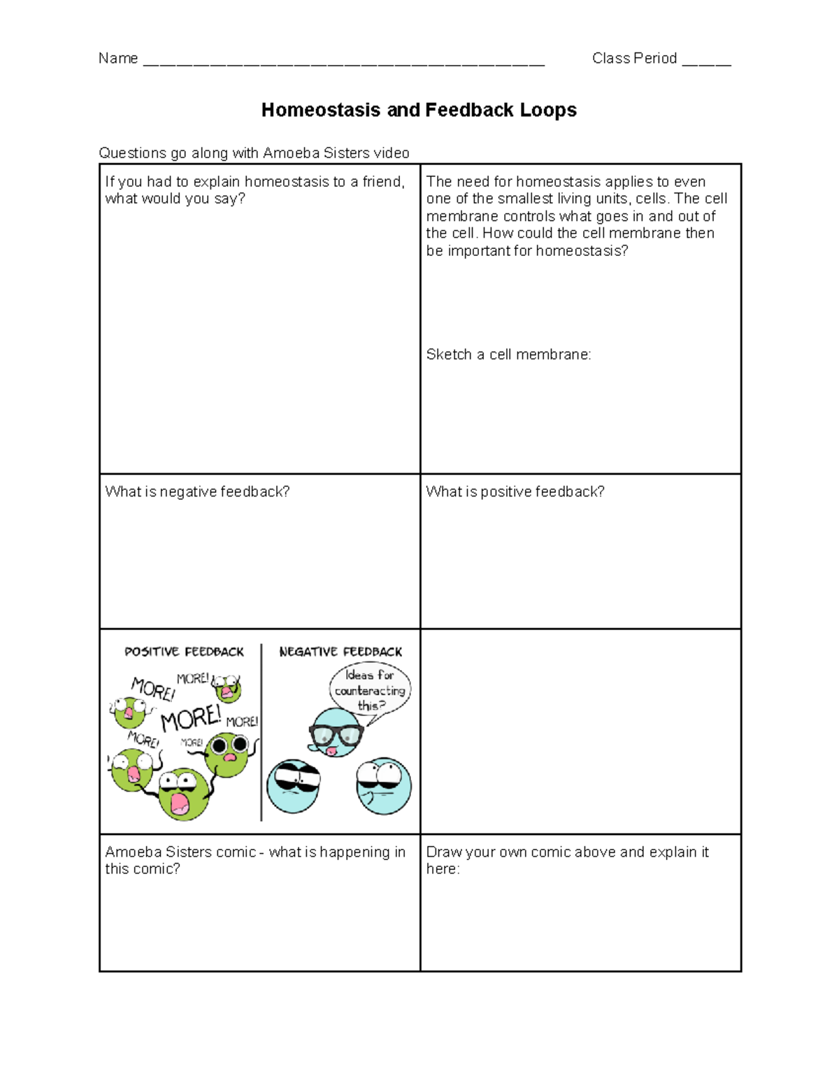 Homeostasis and Feedback Loops - Name ...