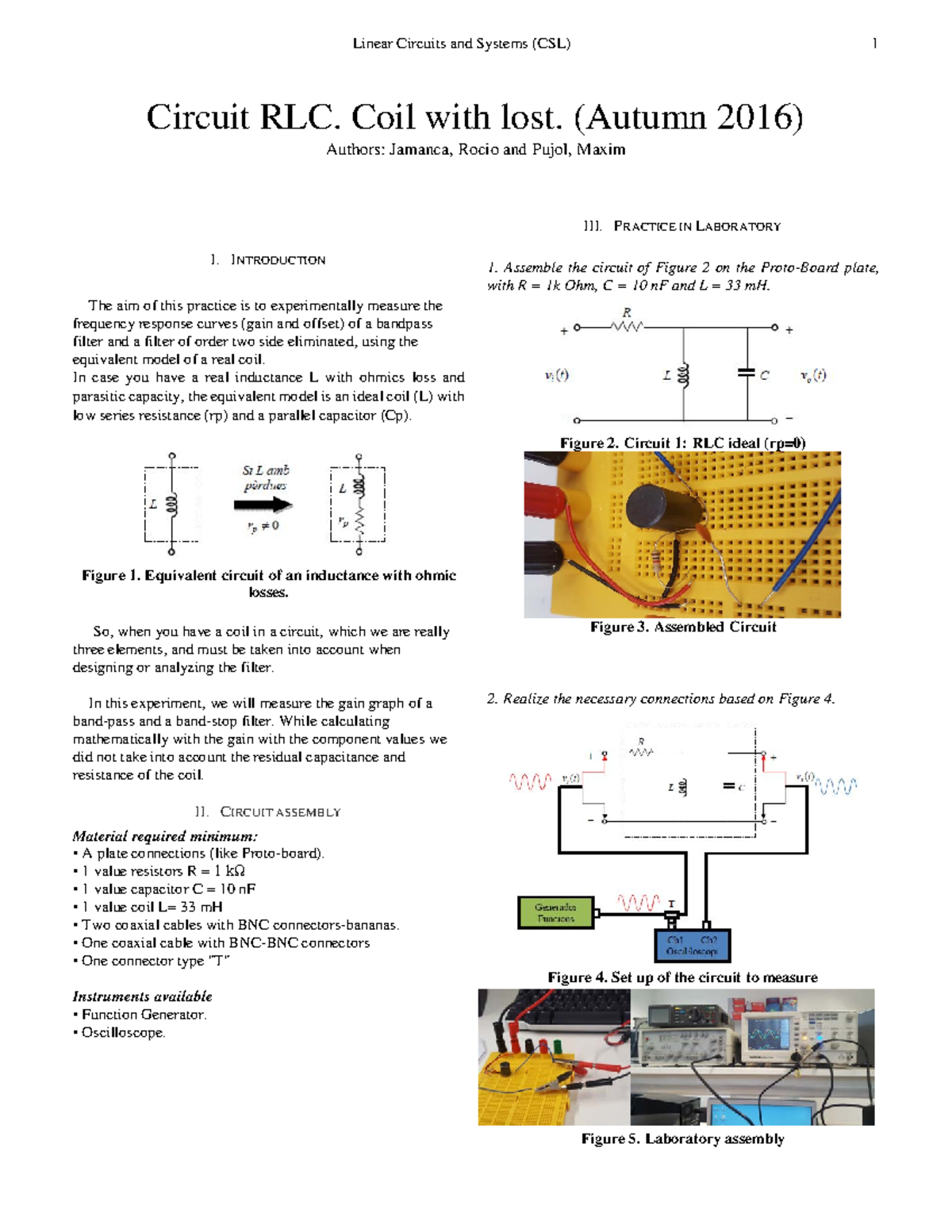 Informe practica 3 CSL - Linear Circuits and Systems (CSL) 1 Circuit ...