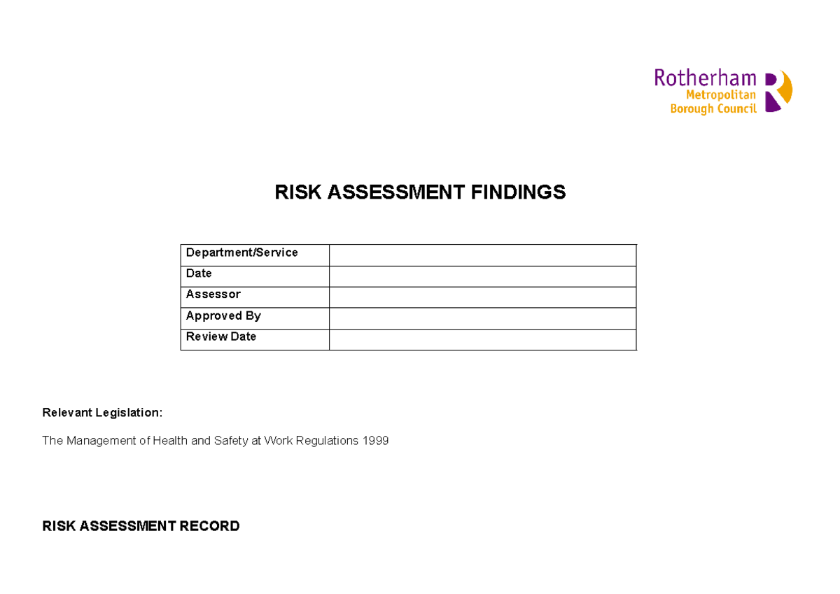 Chemistry Physics Laboratory Risk Assessment Template - RISK ASSESSMENT ...