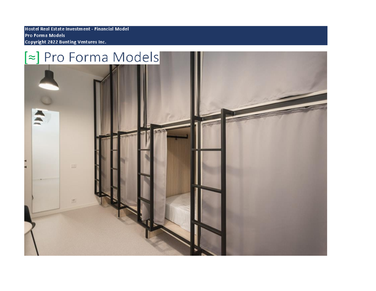 Hostel Real Estate Investment Model Pro Forma Models DEMO - tài chính ...