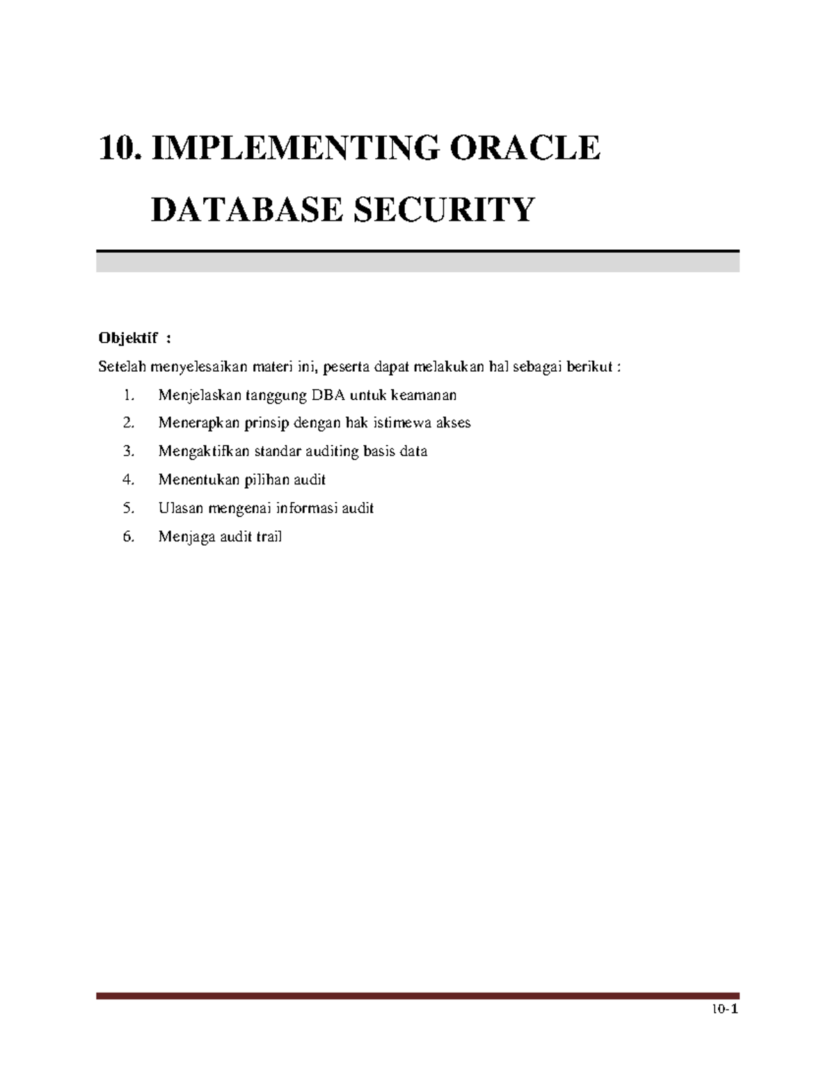 10. Implementing Oracle Database Security ok - 10. IMPLEMENTING ORACLE ...