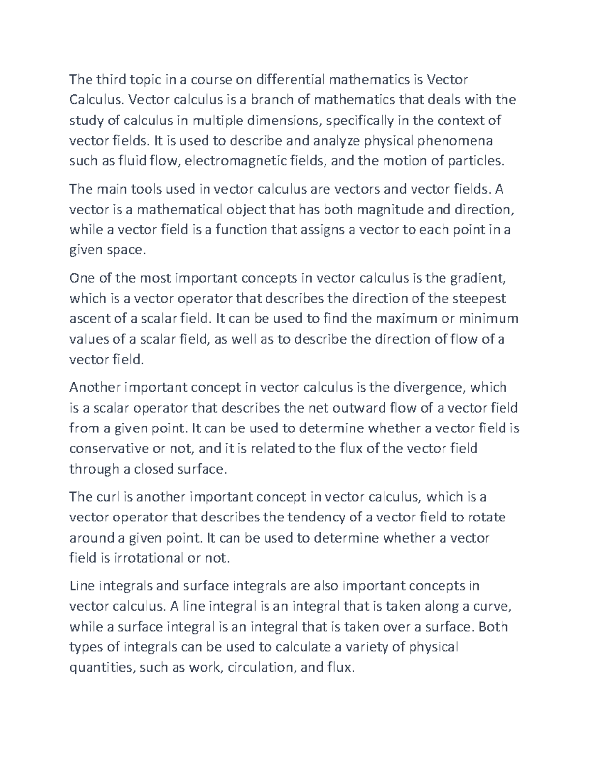 Vector Calculus - Vector calculus is a branch of mathematics that deals ...